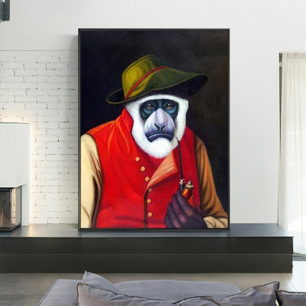 Monkey Drinking Wine Canvas Art Frameless Wall Decor For Living Room ...