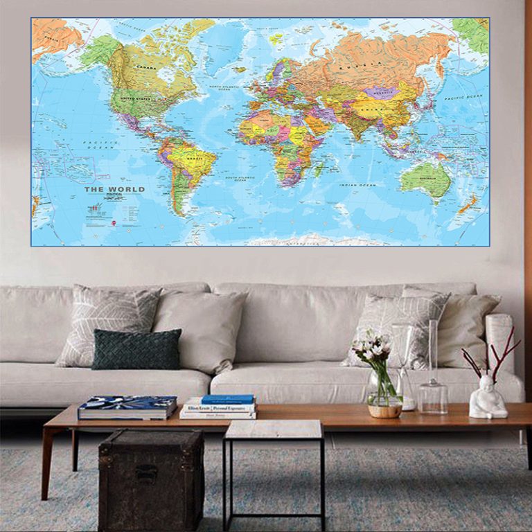 World Political Map Canvas Art Educational Wall Decor For Home Office ...