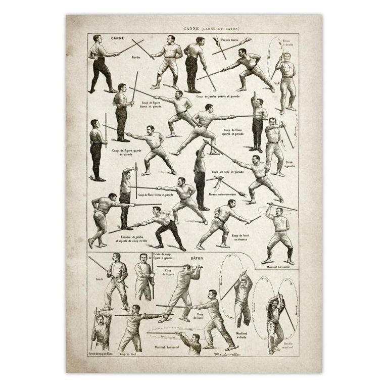 Vintage Boxing Fighting Chart Poster Sword Canvas Print Wall Art ...