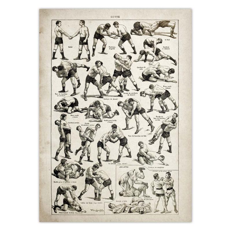Vintage Boxing Fighting Chart Poster Sword Canvas Print Wall Art ...