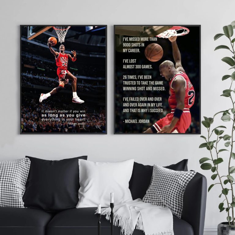 Michael Jordan Inspirational Quote Canvas Art Print Basketball Poster ...