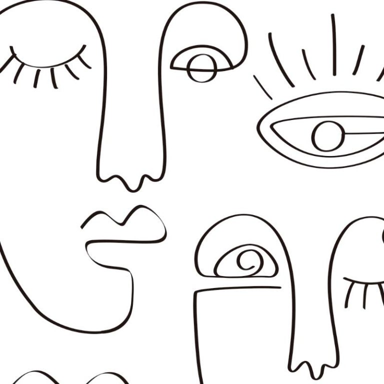Picasso Abstract Oneline Face Art Print Nordic Minimalist Black White ...
