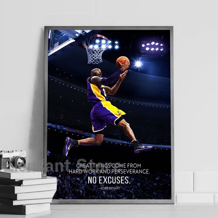 Kobe Bryant Inspirational Quote Canvas Wall Art Basketball Star Poster ...