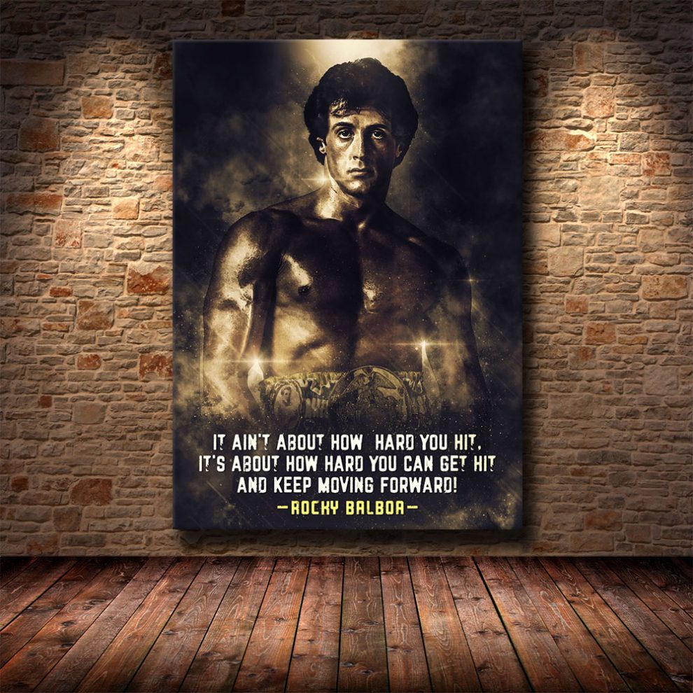 Rocky Balboa Motivational Bodybuilding Poster Black White Wall Art ...