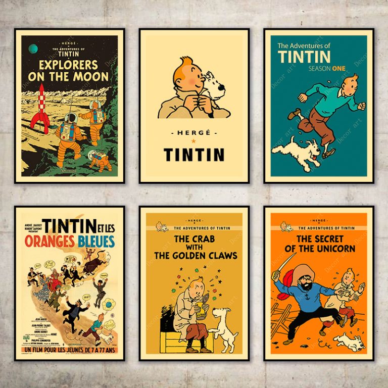 Vintage Tintin Snowy Mars Adventure Canvas Wall Art Poster - WePosters ...