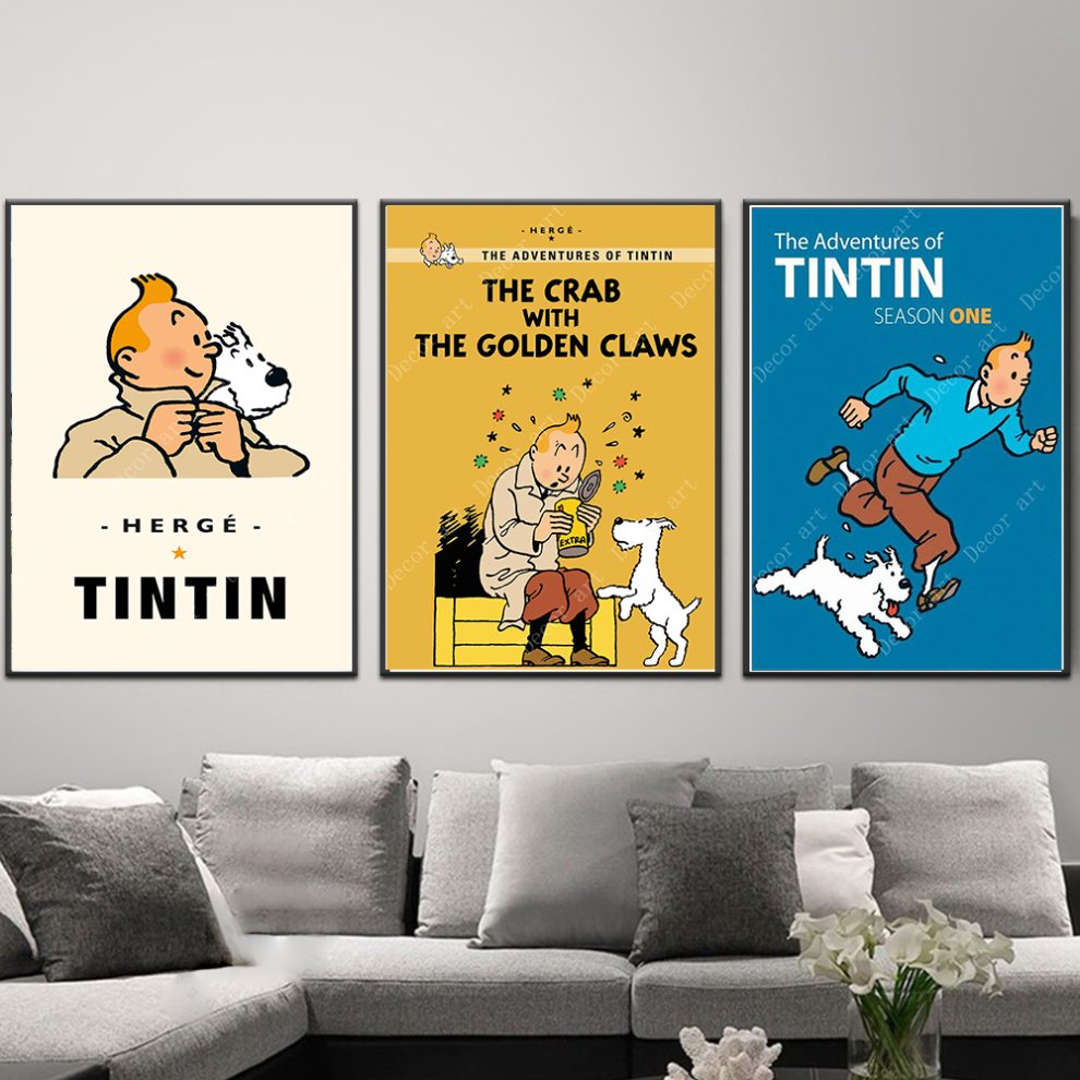 Vintage Tintin Snowy Mars Adventure Canvas Wall Art Poster - WePosters ...