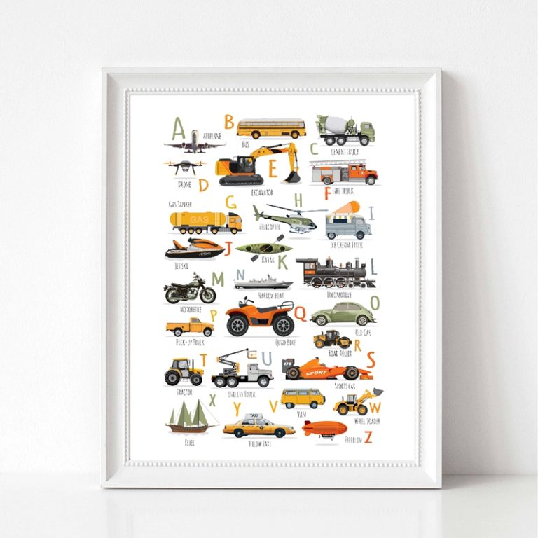 Abc Transportation Canvas Art Educational Alphabet Poster For Kids Room ...