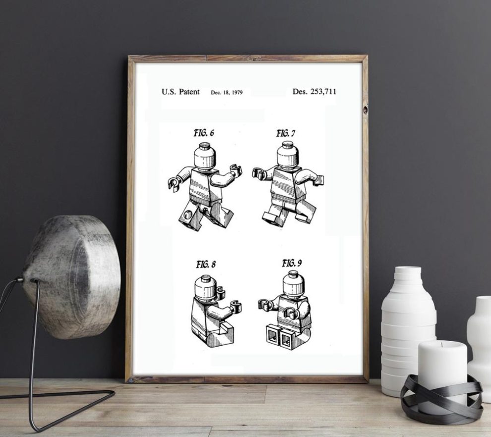 Kids Room Decor Lego Man Canvas Painting Wall Art Game Blueprint Poster ...