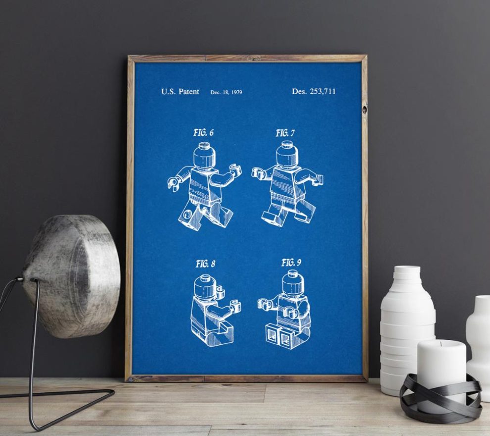 Kids Room Decor Lego Man Canvas Painting Wall Art Game Blueprint Poster ...