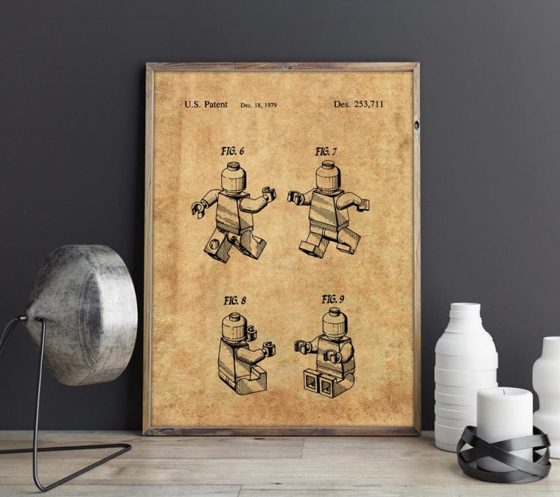 Kids Room Decor Lego Man Canvas Painting Wall Art Game Blueprint Poster ...