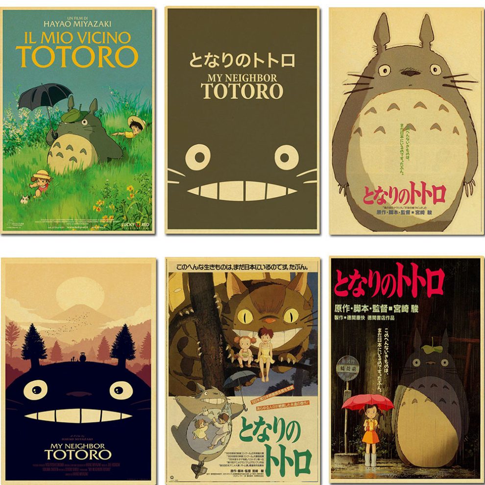 Miyazaki Hayao Totoro Vintage Poster Retro Wall Decor For Kids Room ...