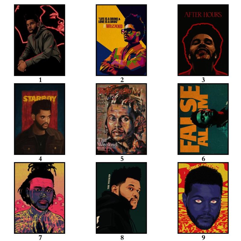 Abstract The Weeknd Art Poster Kraftpaper Wall Sticker For Barcoffee ...