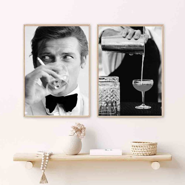 Roger Moore Vintage Poster Print Modern Black And White Wall Art ...