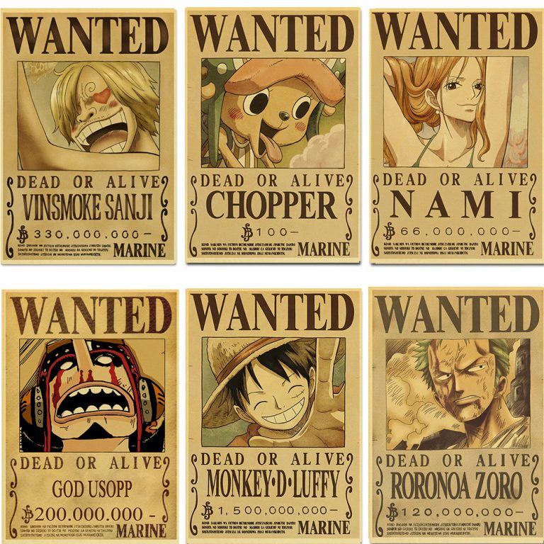 Japanese One Piece Anime Luffy Poster Retro Kraft Paper Wall Art ...