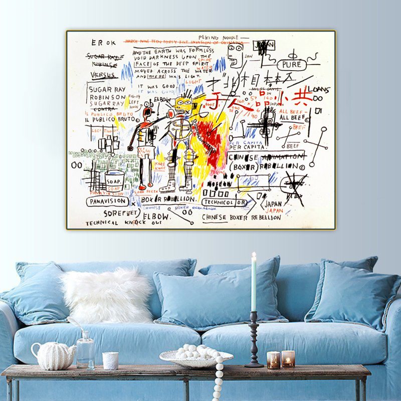 Jean Michel Basquiat Boxer Rebellion Graffiti Art Canvas Wall Decor - WePosters.com - Free ...