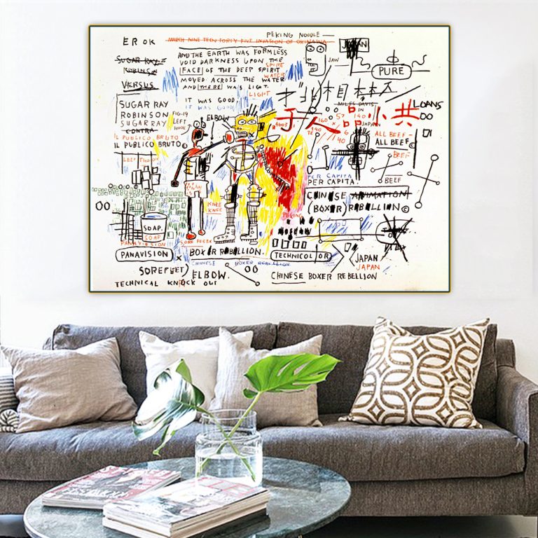 Jean Michel Basquiat Boxer Rebellion Graffiti Art Canvas Wall Decor - WePosters.com - Free ...