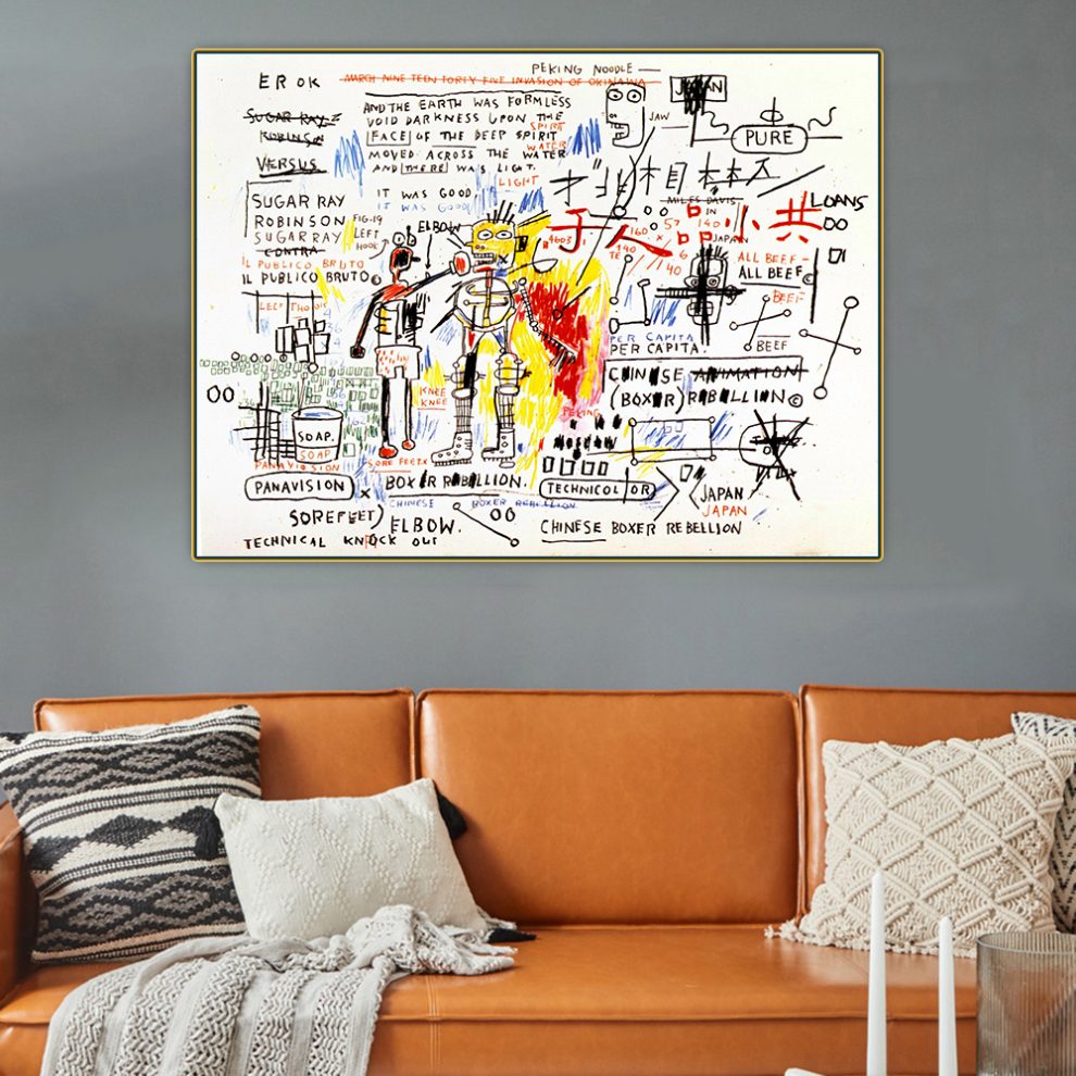 Jean Michel Basquiat Boxer Rebellion Graffiti Art Canvas Wall Decor - WePosters.com - Free ...